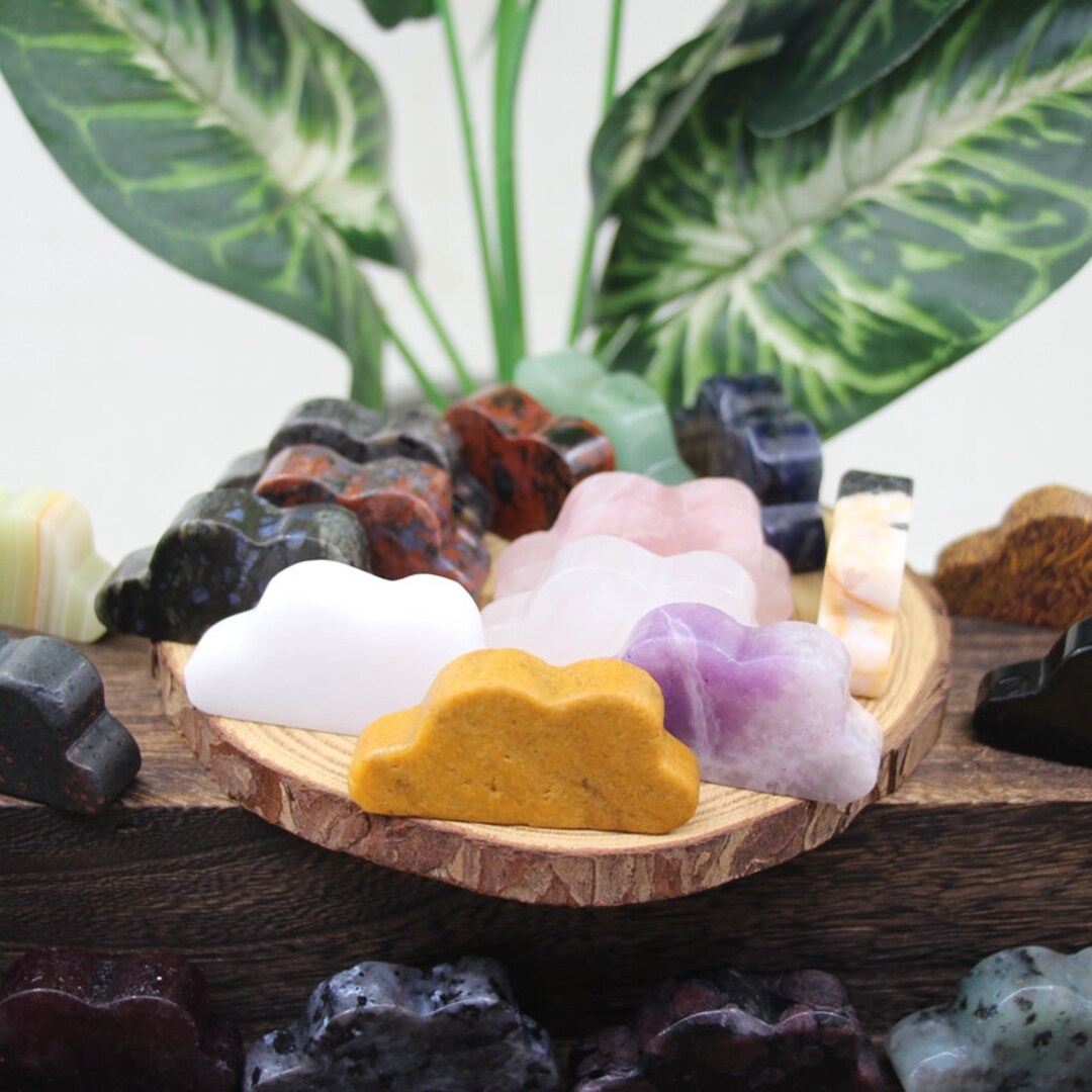 2 Crystal Cloud Statue Home Decoration,carved Gemstone Cloud Figurine ...