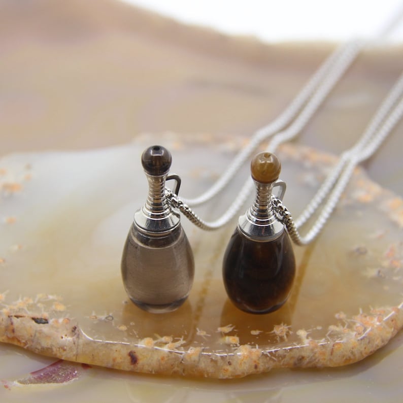 Crystal Essential Oil Diffuser Necklace, Gemstone Vial Pendant, Perfume ...