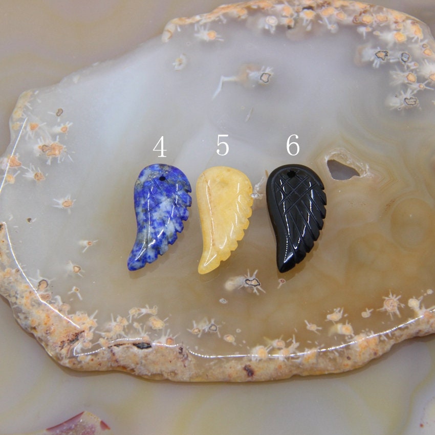 3-10pcs 12x24mm Carve Angel Wing Pendants Earrings,natural Gemstone ...