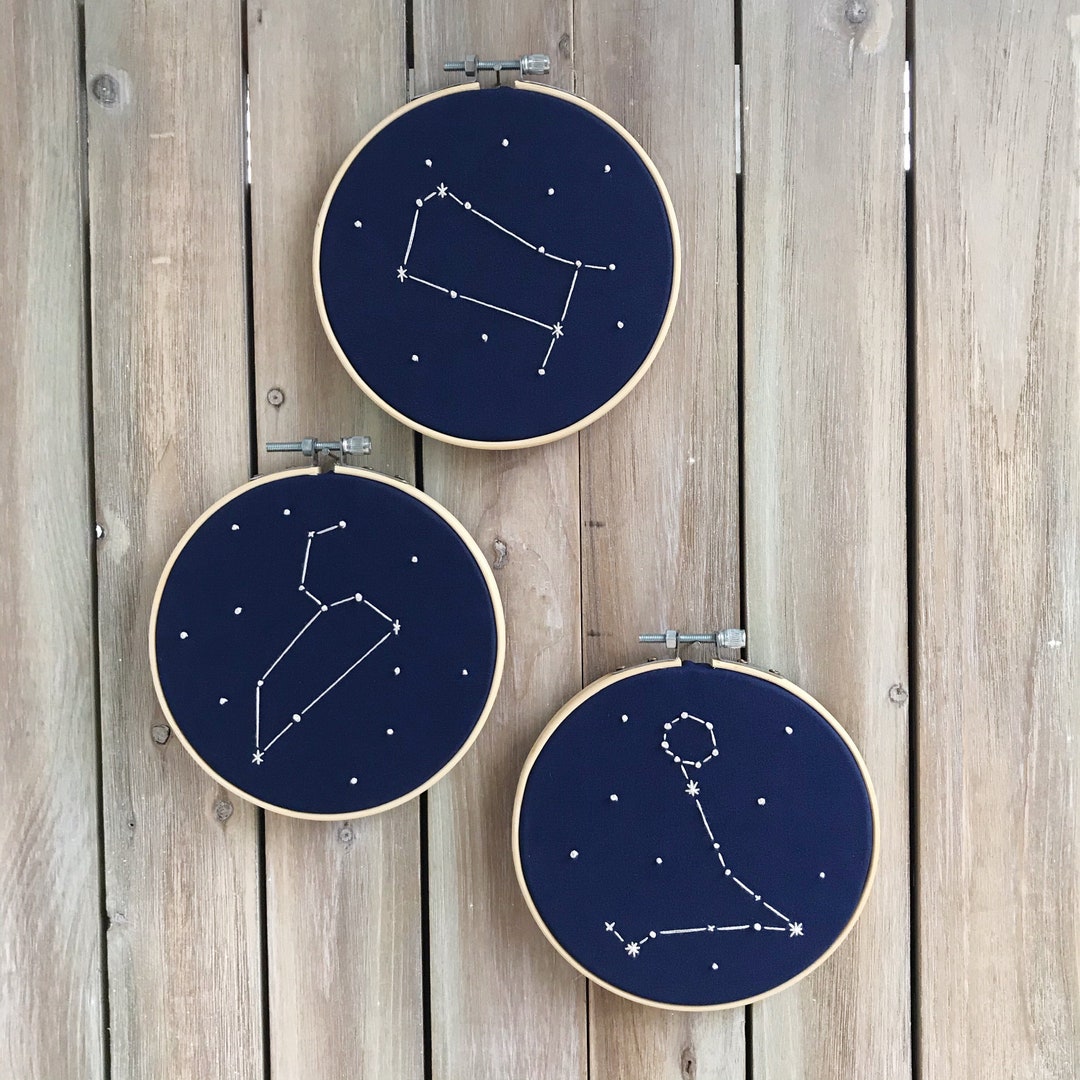 Zodiac Constellation Embroidery-star Sign Wall Art-zodiac Gifts-star ...