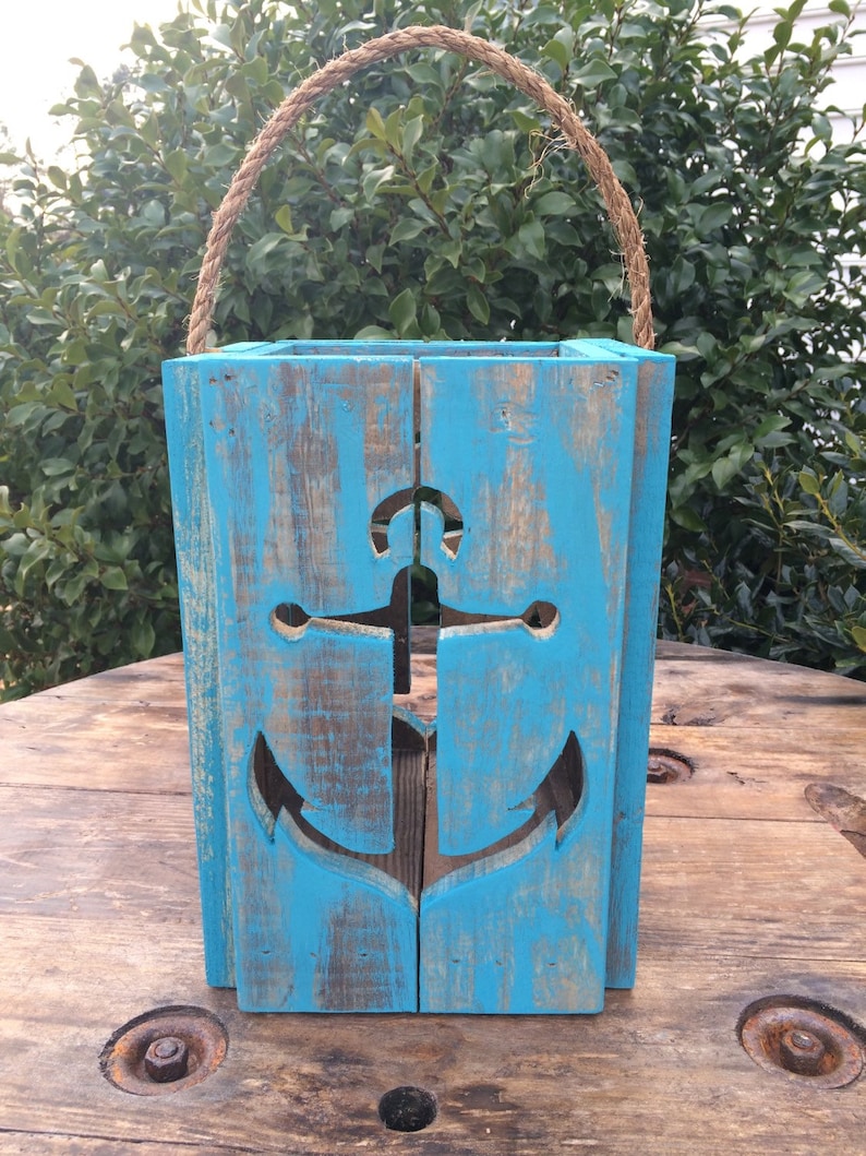 Rustic Anchor Lantern Candle Holdernautical Lanternbeach | Etsy