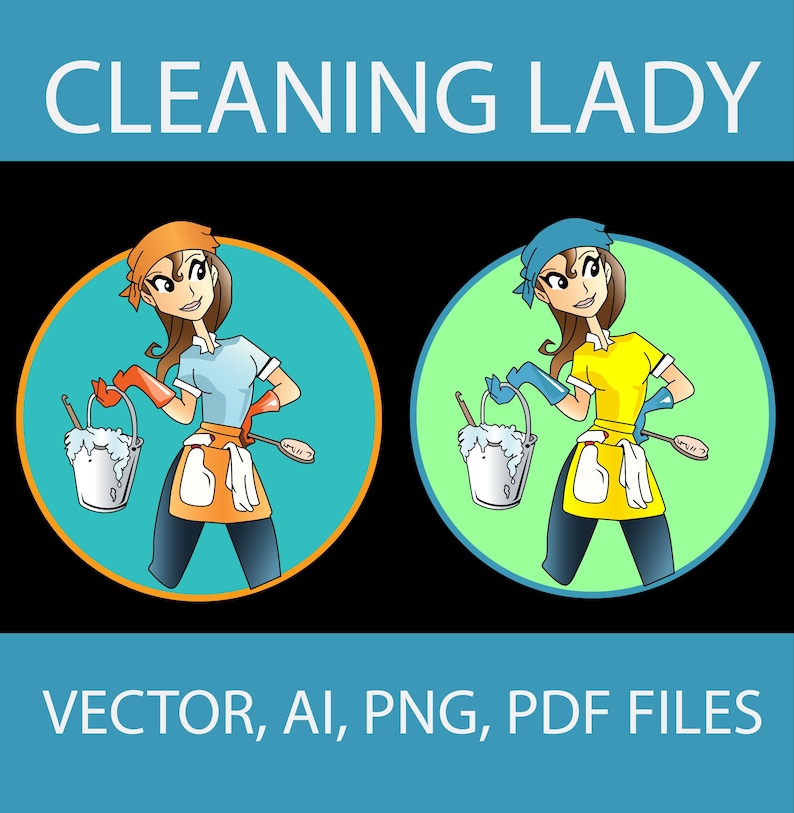 Cleaning Lady Logo Vector, AI, PDF, PNG - Etsy