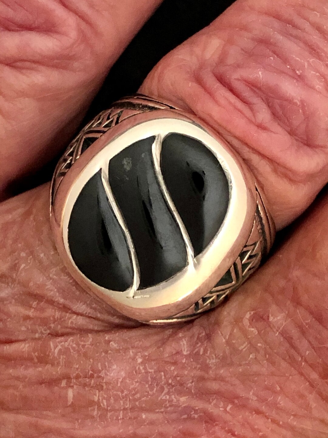 Navajo Style Studio GL Men's Black Jade Sterling Silver Ring Size 11 - Etsy