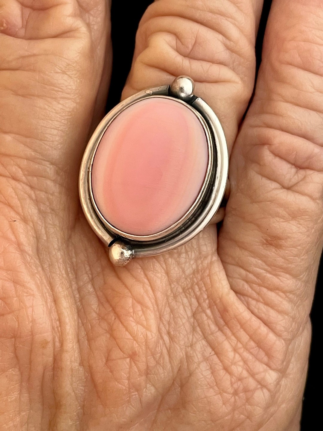 Native American Navajo Pink Concho Shell Sterling Silver Ring Size 10 ...