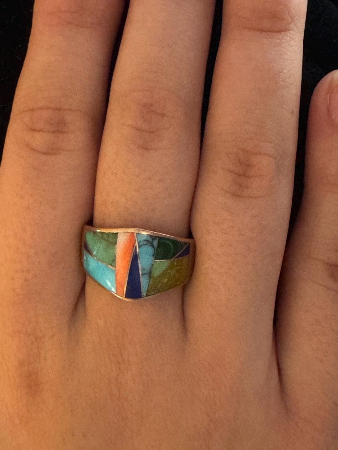 Studio GL Mixed Gemstone Sterling Silver Ring Size 8 - Etsy