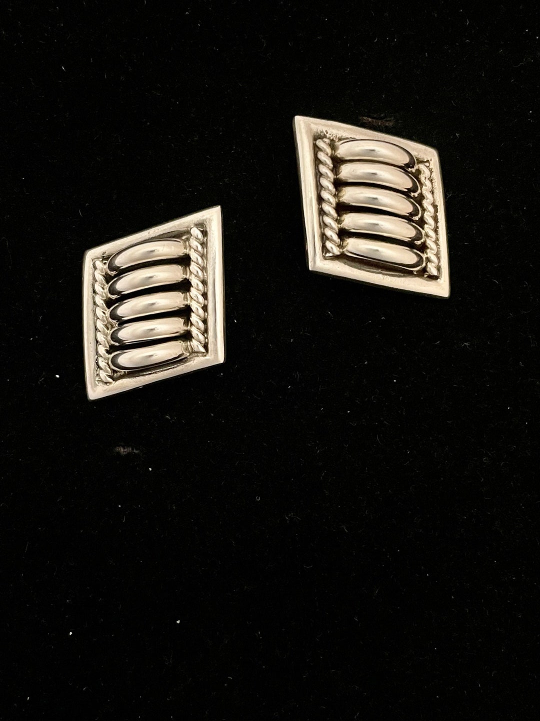 Navajo Tom Charlie Sterling Silver Earrings Signed - Etsy