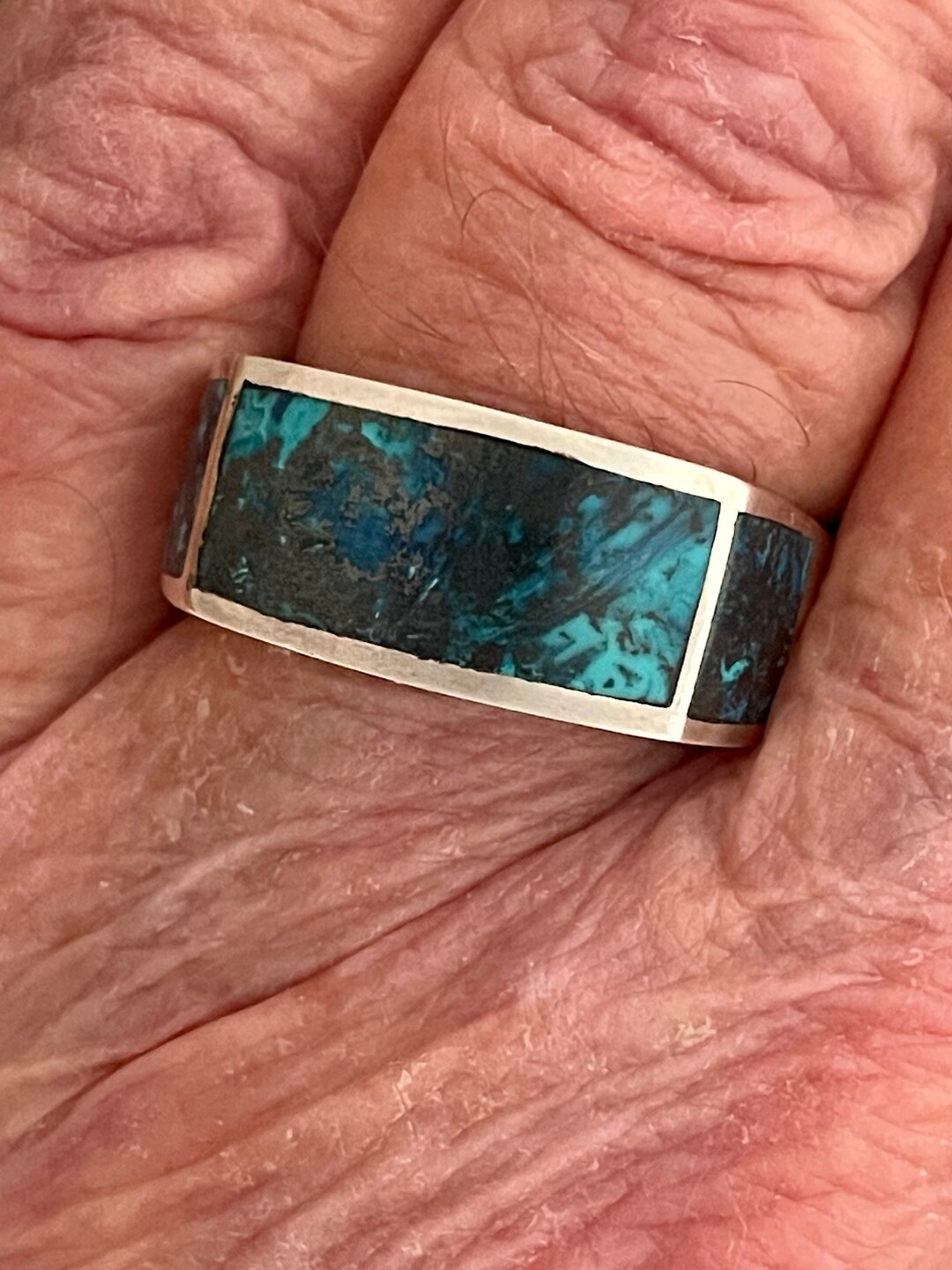 Man's Bisbee Shatuckite Turquoise & Sterling Silver Ring Size 10 Signed ...