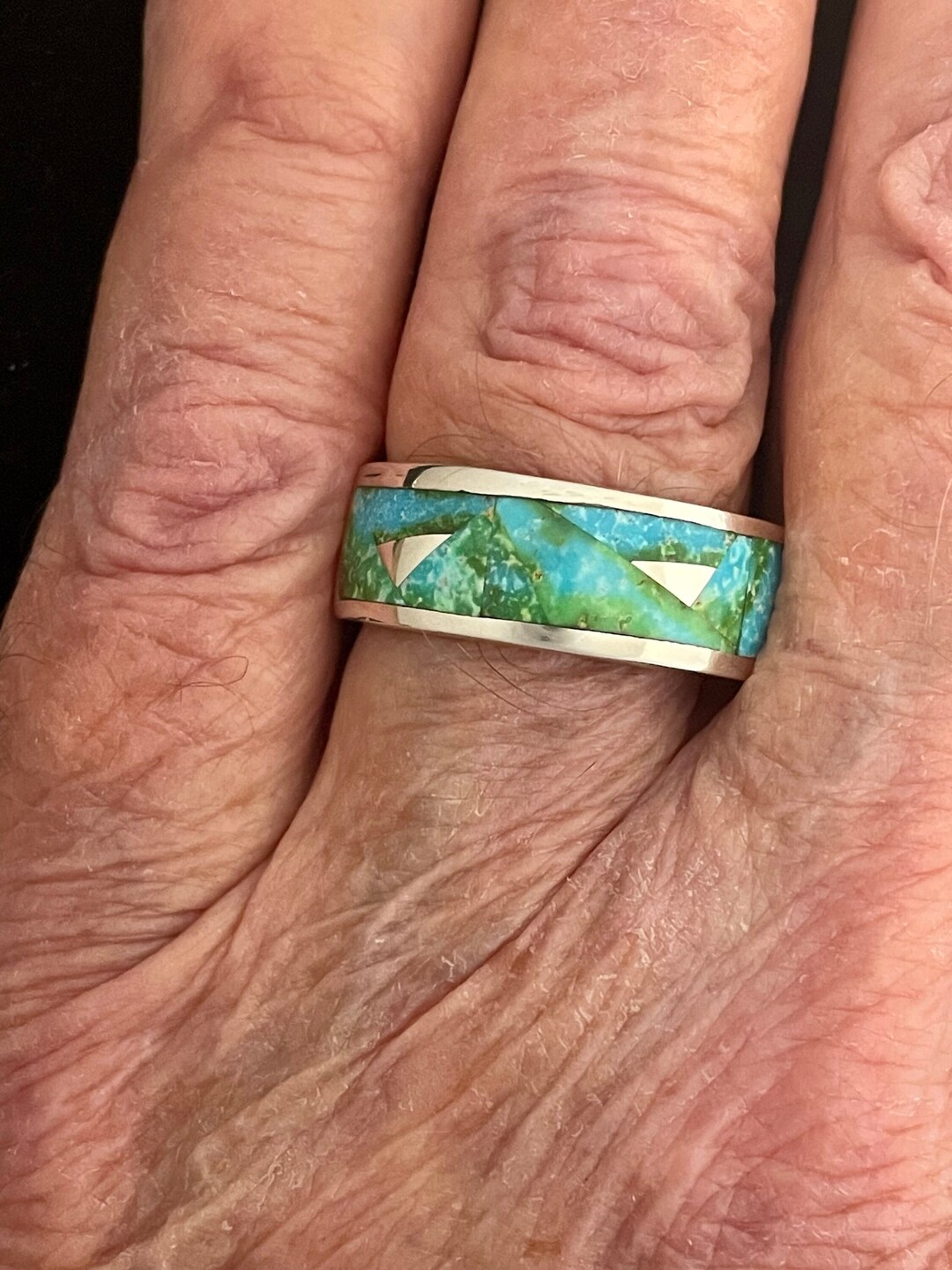 Man's Ring Navajo Style Studio GL Kingman Turquoise Sterling Silver ...