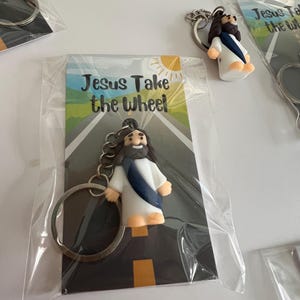 Jesus Take the Wheel Keychain: Christian Gift With Mini Figurine - Etsy