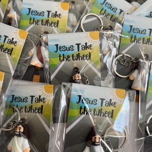 Jesus Take the Wheel Keychain: Christian Gift With Mini Figurine - Etsy