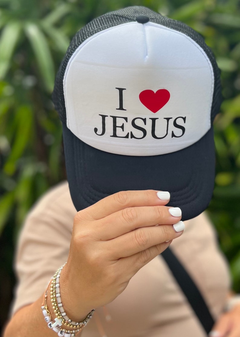 I Heart Jesus Trucker Hat Black & White I Love Jesus Hat - Etsy
