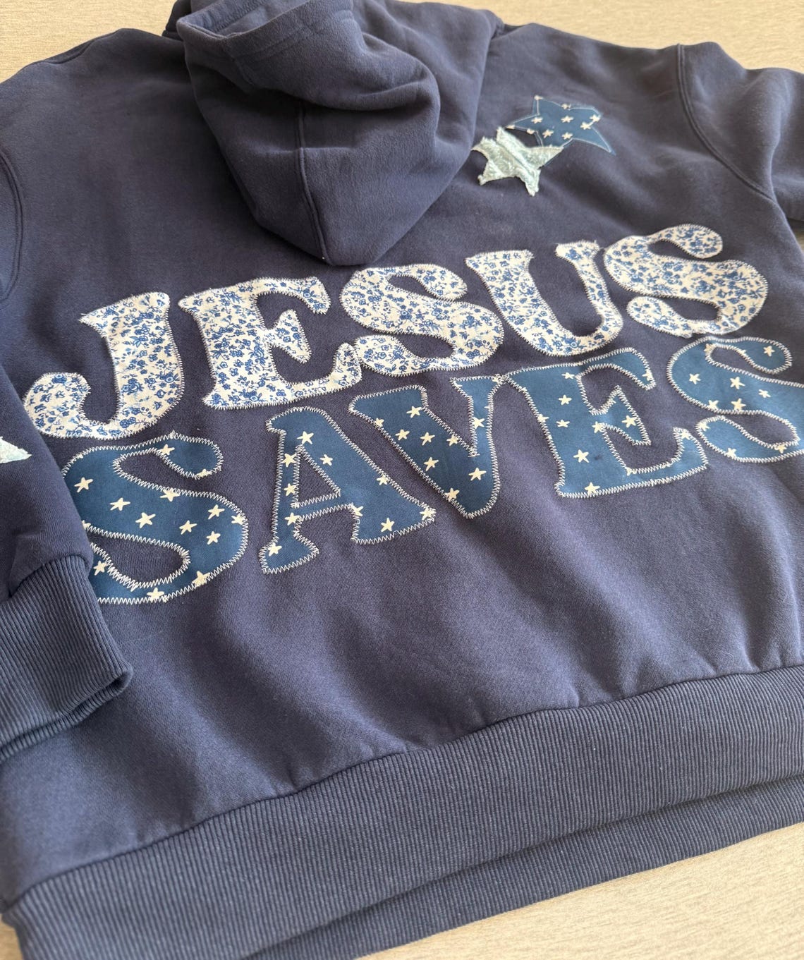 Christian Patchwork Oversized Hoodie With Stars | Jesus Saves, Faith ...