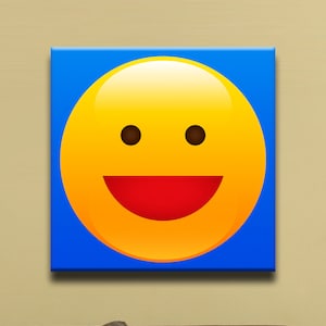 Wide Grin, Smiley Face Emoji (12" X 12") - Canvas Wrap Print - Etsy