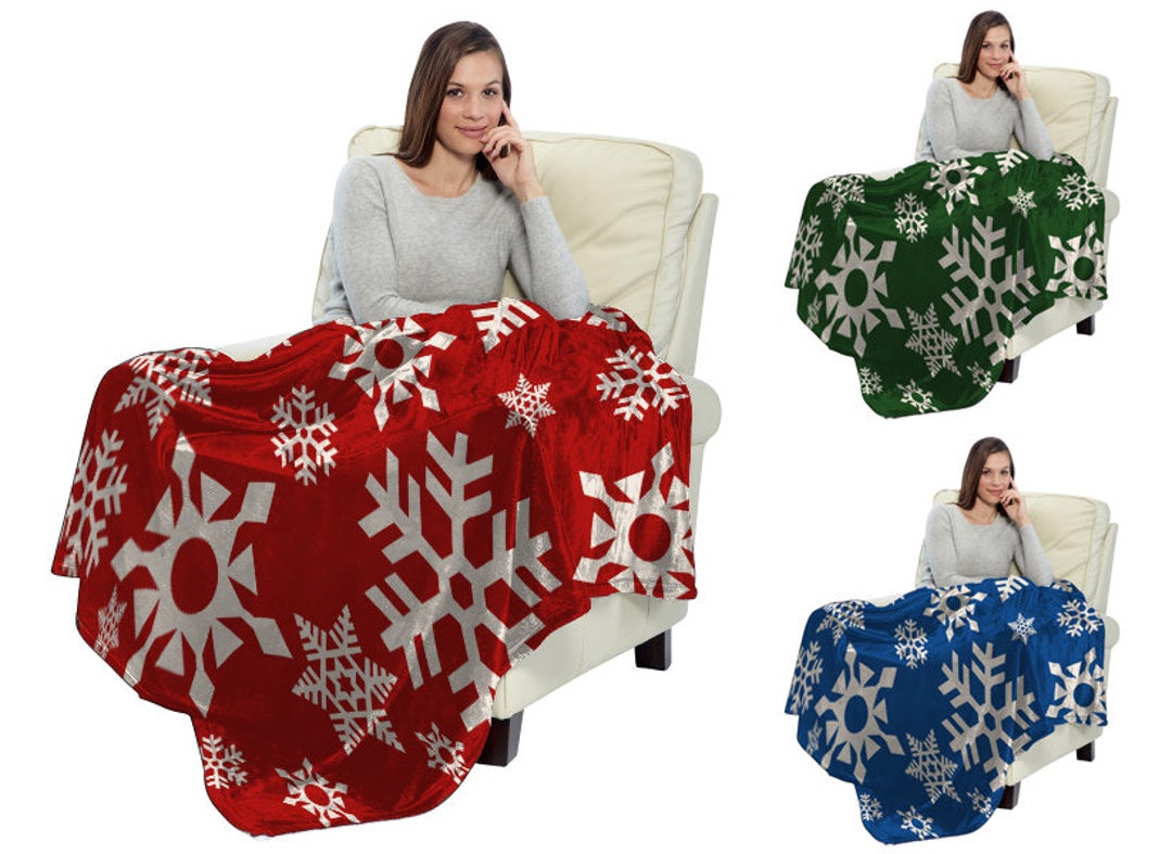 Holiday Christmas Snowflake Plush Throw Blanket - Etsy