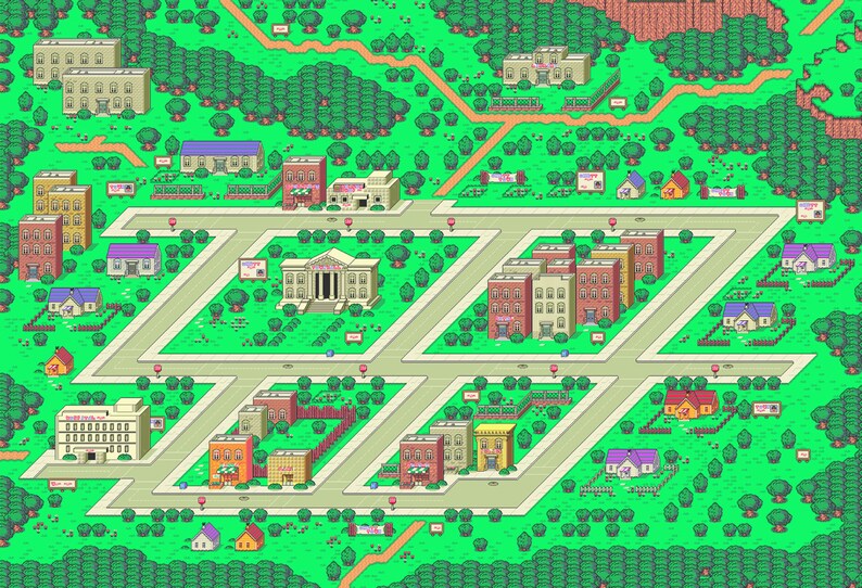 Earthbound Onett Map 12 X 16 Canvas Wrap - Etsy