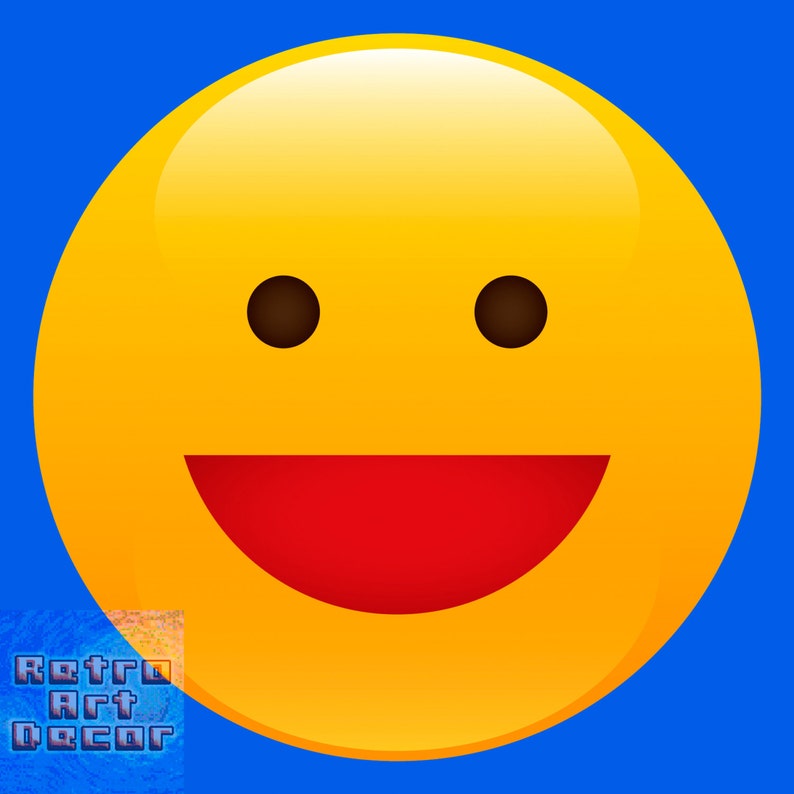 Wide Grin Smiley Face Emoji 12 X 12 Canvas - Etsy