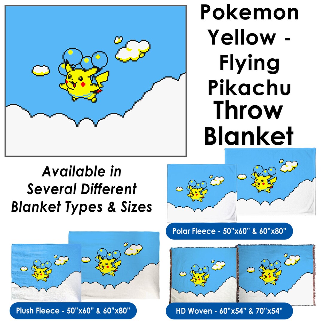 Pokemon Yellow, Flying Pikachu - Throw Blanket / Tapestry Wall Hanging ...
