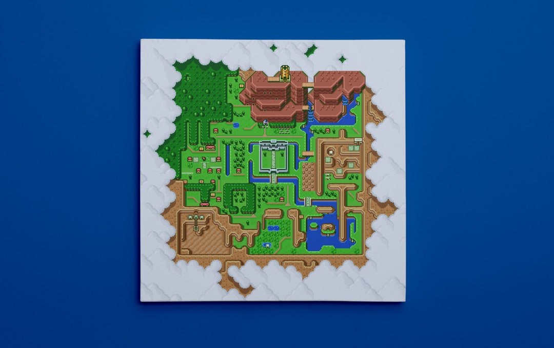 Legend of Zelda: A Link to the Past, Map of Hyrule (12" X 12") - Canvas ...