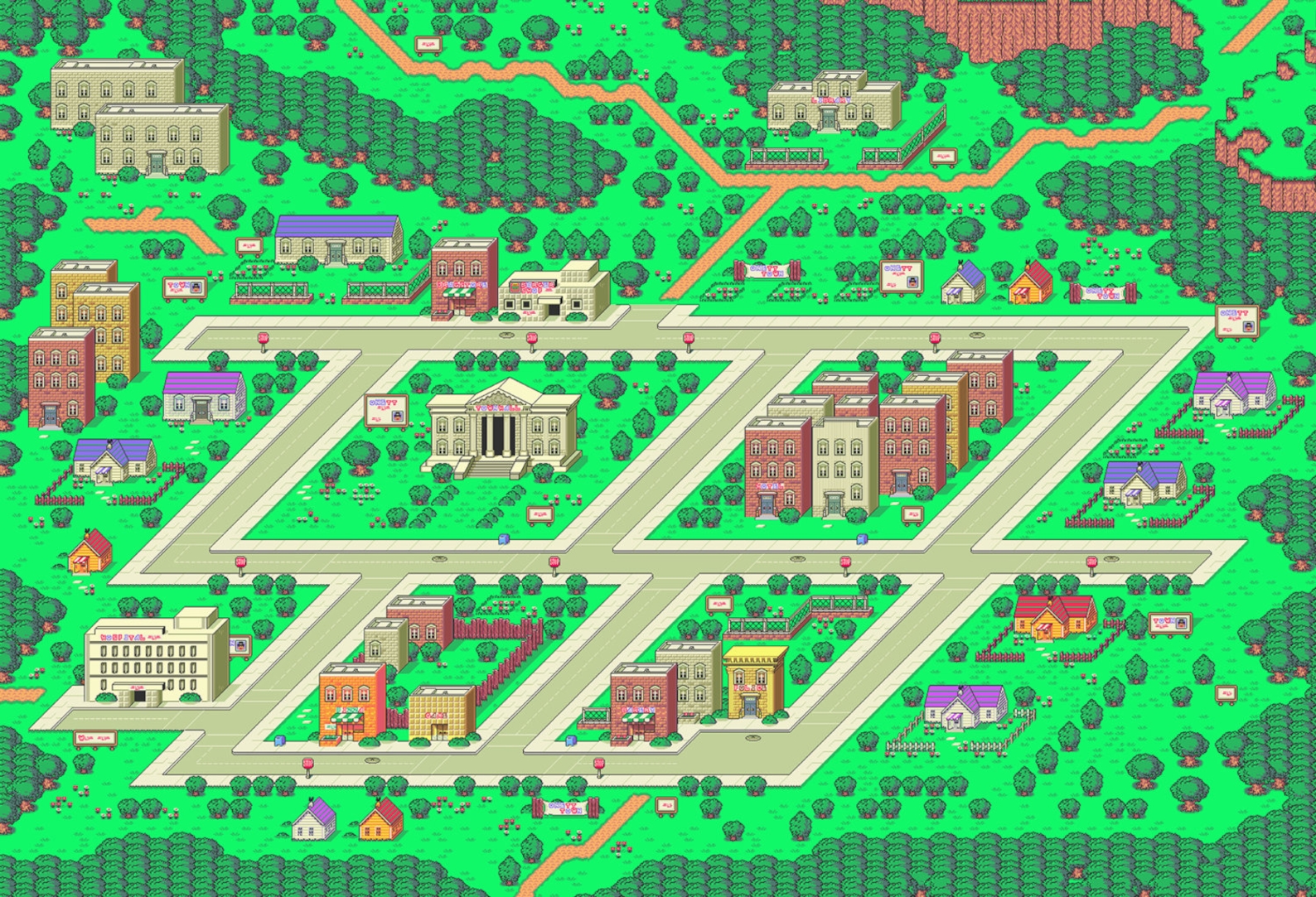 Earthbound Onett Map 24 X 36 Canvas Wrap - Etsy