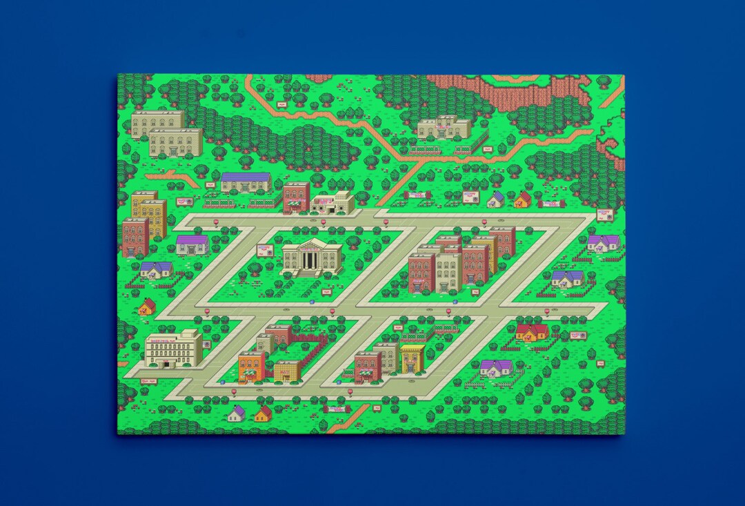 Earthbound, Onett Map (24" X 36") - Canvas Wrap Print - Etsy