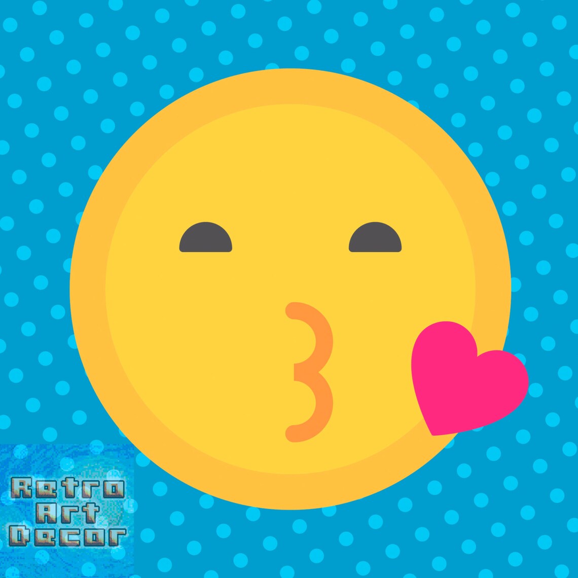 Smooch Flat Shaded Kissing Emoji 12 x 12 | Etsy