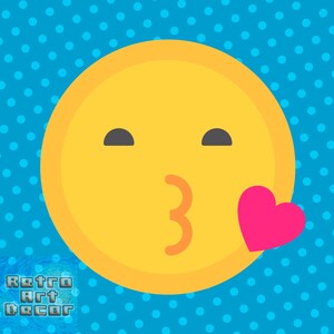 Smooch, Flat Shaded Kissing Emoji (12" X 12") - Canvas Wrap Print - Etsy