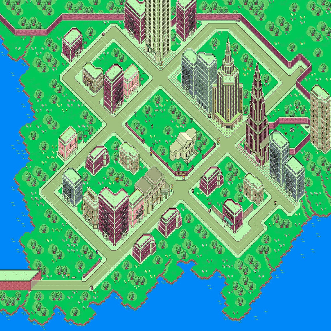 Earthbound, Fourside Map (24" X 24") - Canvas Wrap Print - Etsy