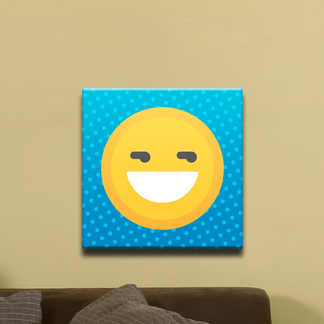 Big Grin, Smiley Face Emoji (12" X 12") - Canvas Wrap Print - Etsy