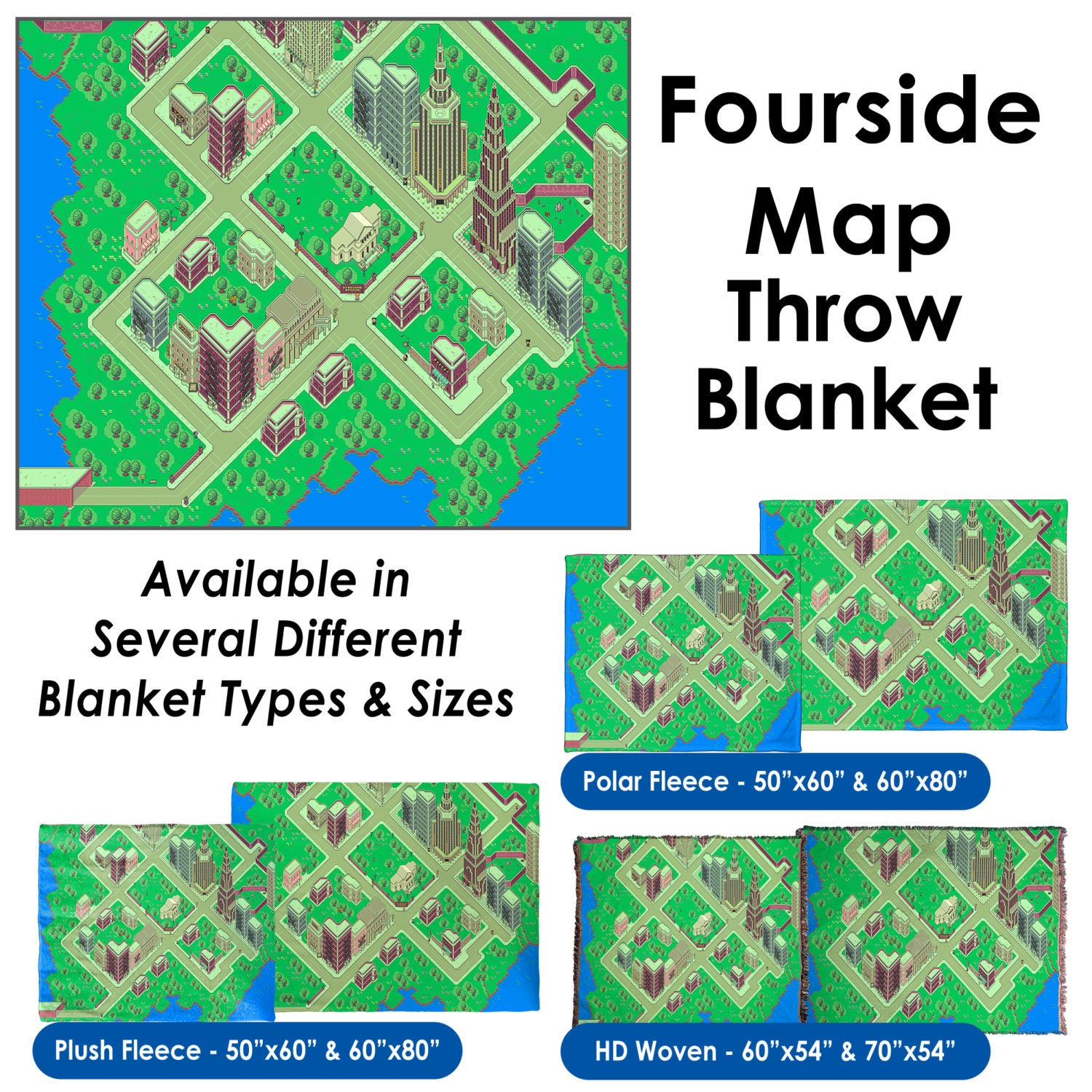 Earthbound Fourside Map Throw Blanket / Tapestry Wall | Etsy