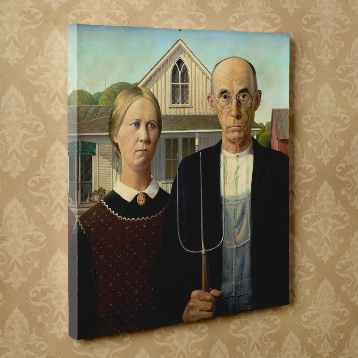 American Gothic by Grant Wood 16 x 20 Canvas | Etsy
