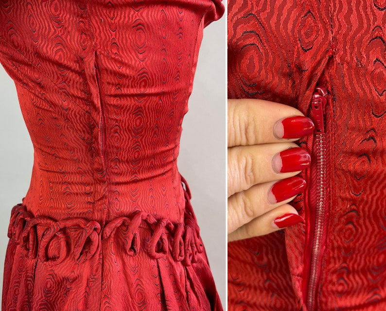 1940s Red Hot Lava Dress Vintage 40s Crimson Rayon Taffeta - Etsy