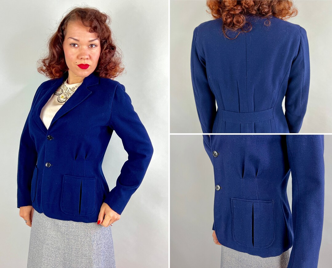 1930s in the Navy Belt-back Blazer | Vintage 30s Tailored Blue Wool ...