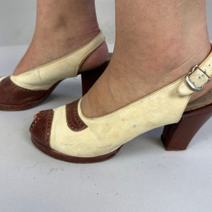 1940s Spectacular Spectator Platforms | Vintage 40s Brown and White ...