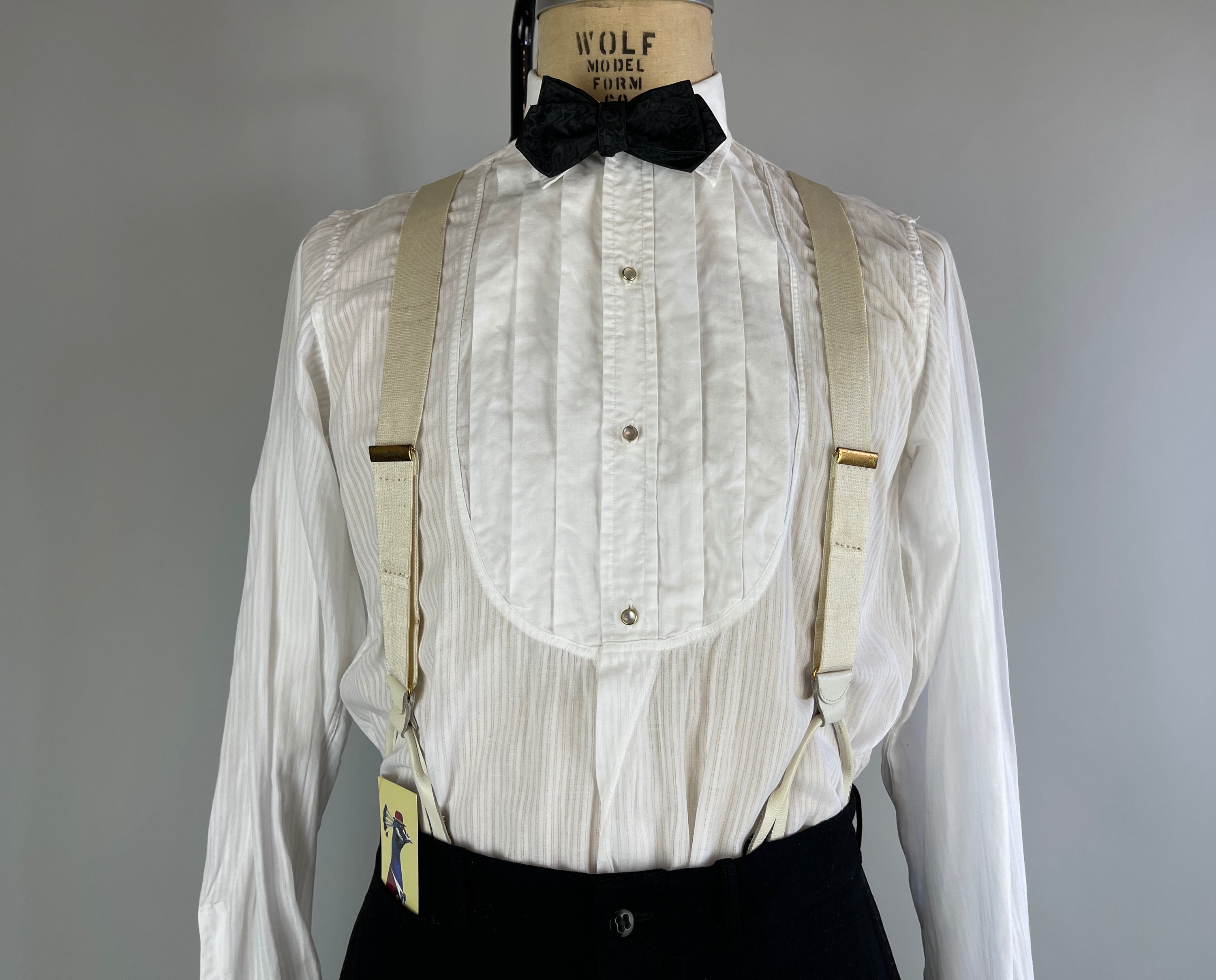 1940s Suave Steve Suspenders | Vintage 40s White Elastic Adjustable Y ...