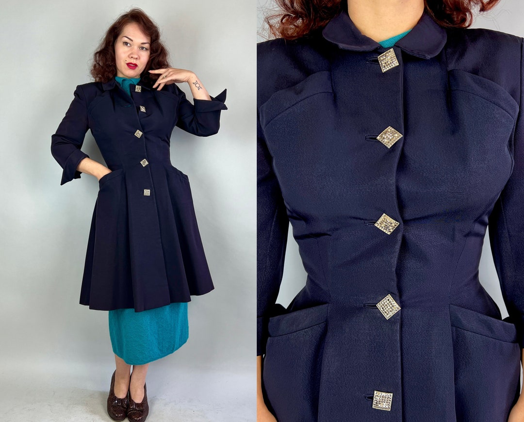 1950s Cool Night for Cocktails Coat | Vintage 50s Black Rayon Faille ...