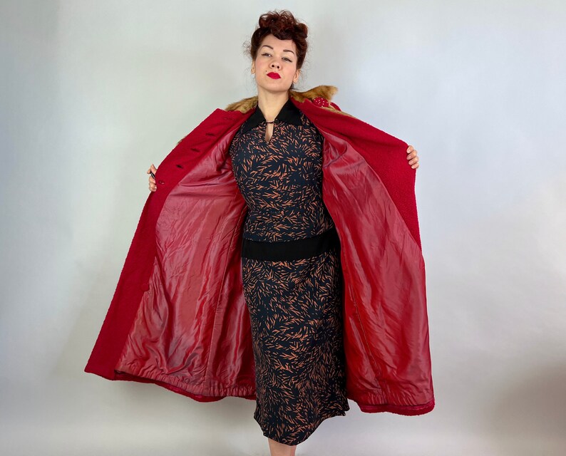 1940s Foxy Franny's Red Hot Coat Vintage 40s Cranberry | Etsy