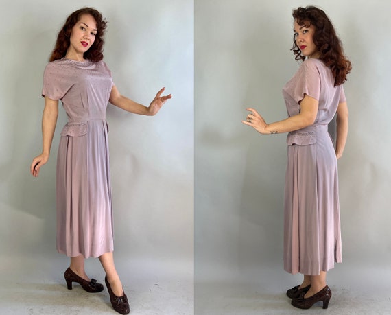 1940s Lively Lithe Lilac Dress | Vintage 40s Purple R… - Gem