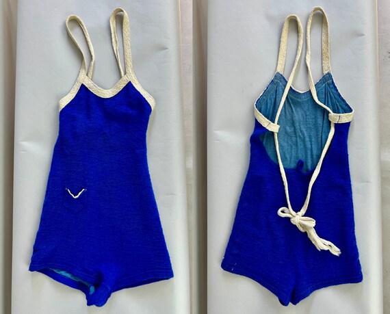1930s Catch Some Waves Bathing Suit | Vintage 30s Blu… - Gem