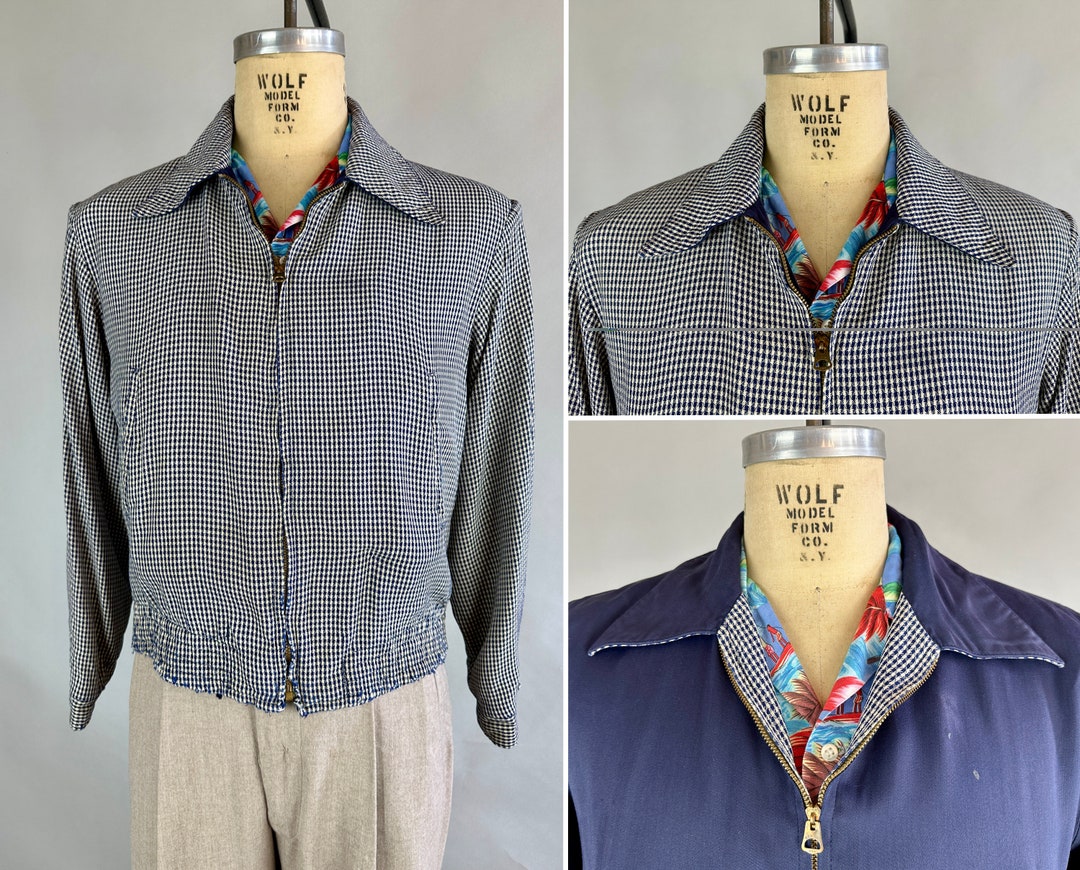 1940s Ricky With a Twist Jacket | Vintage 40s Reversible Rayon Gab Coat ...