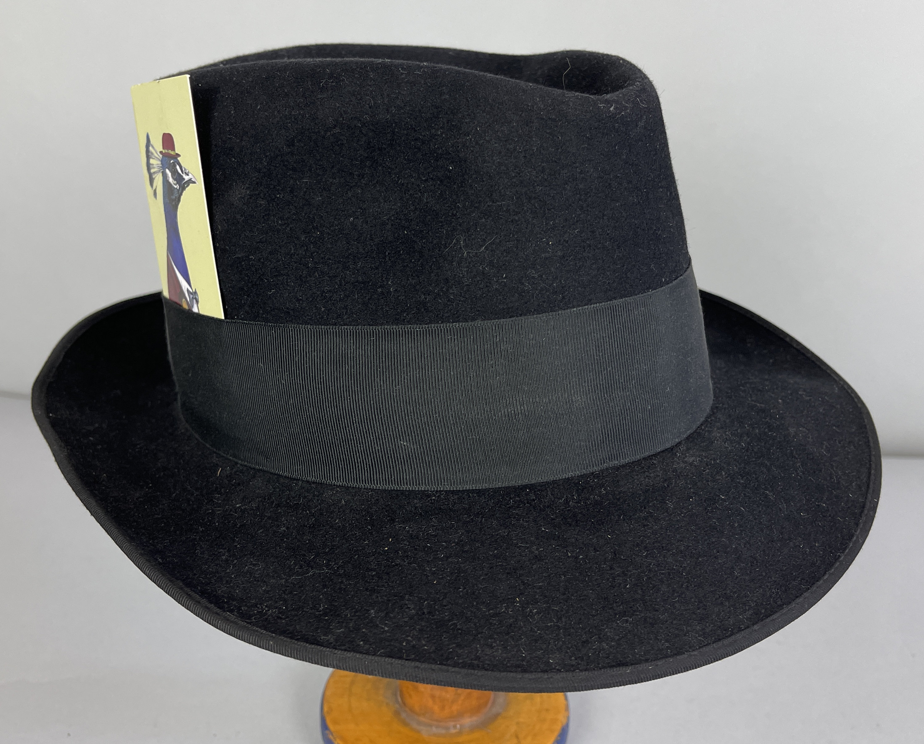 1950s Man in Black Fedora | Vintage 50s Jet Wool Felt Hat with ...