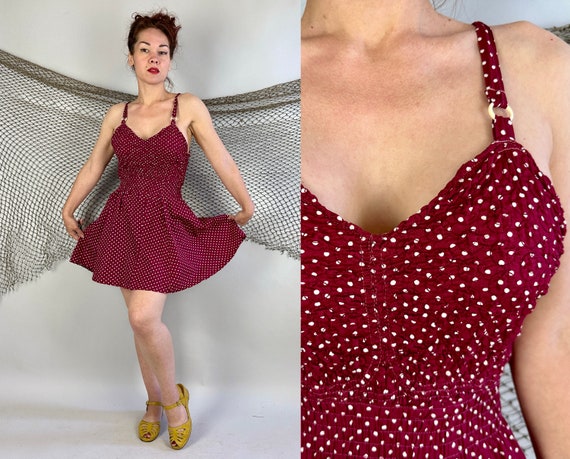 1930s Poolside Polly Playsuit Vintage 30s Red And Whi… Gem