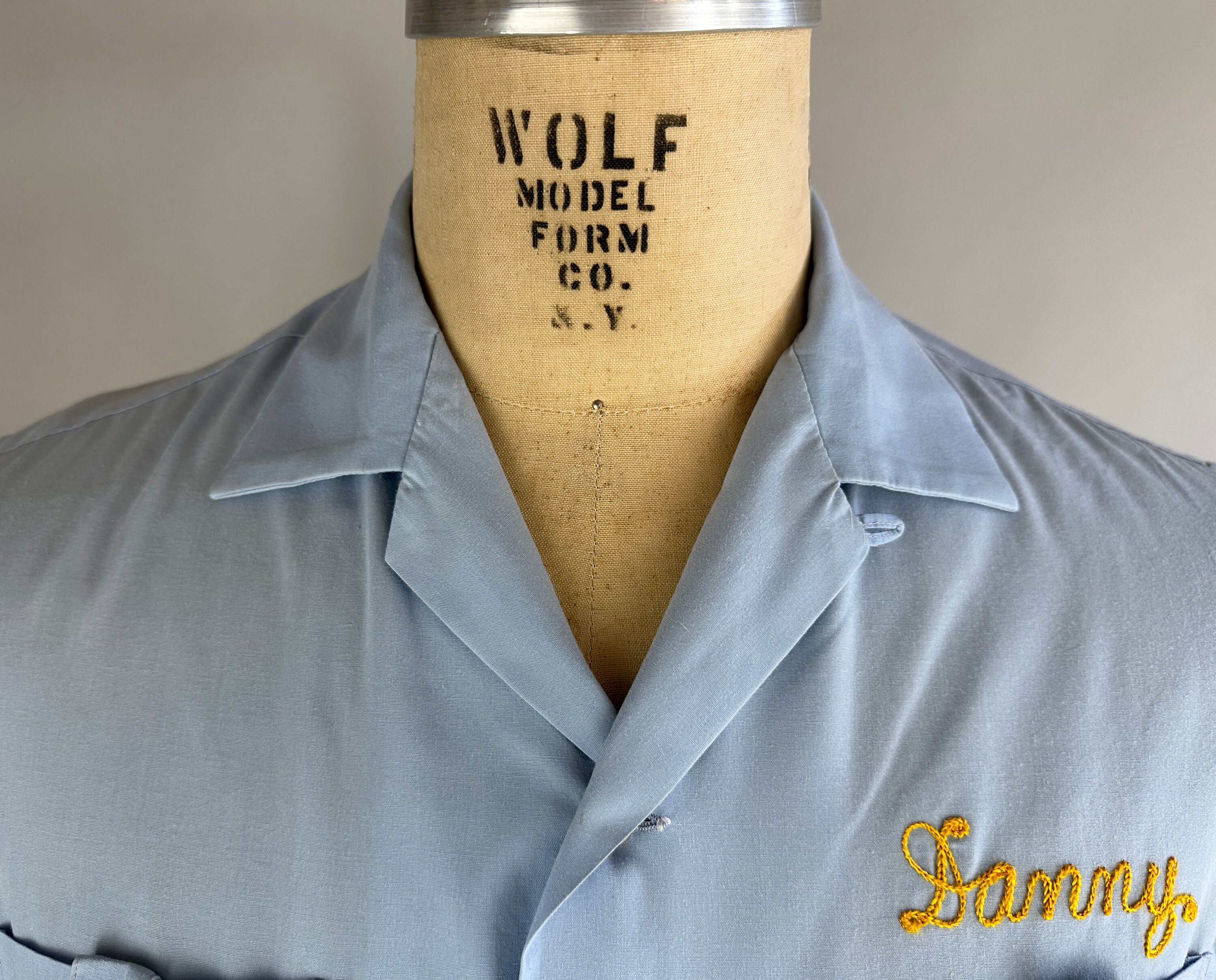 1950s Cocktail Bar Bowling Shirt | Vintage 50s Blue Cotton 1950s Cocktail Bar Bowling Shirt | Vintage 50s Blue Cotton