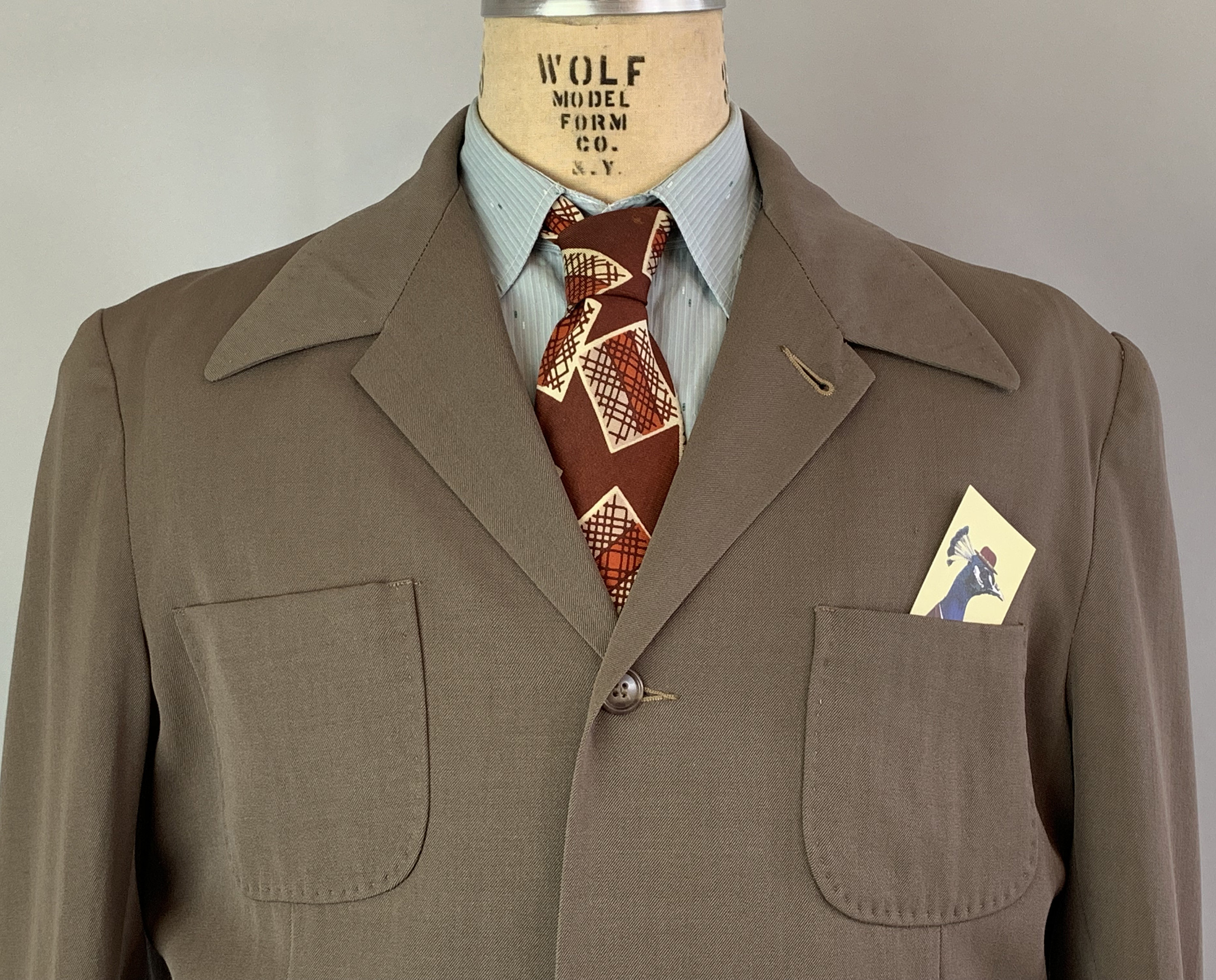 1940s Belted Back Casual Jacket | Vintage 40s Mens Ash Grey Taupe Wool ...