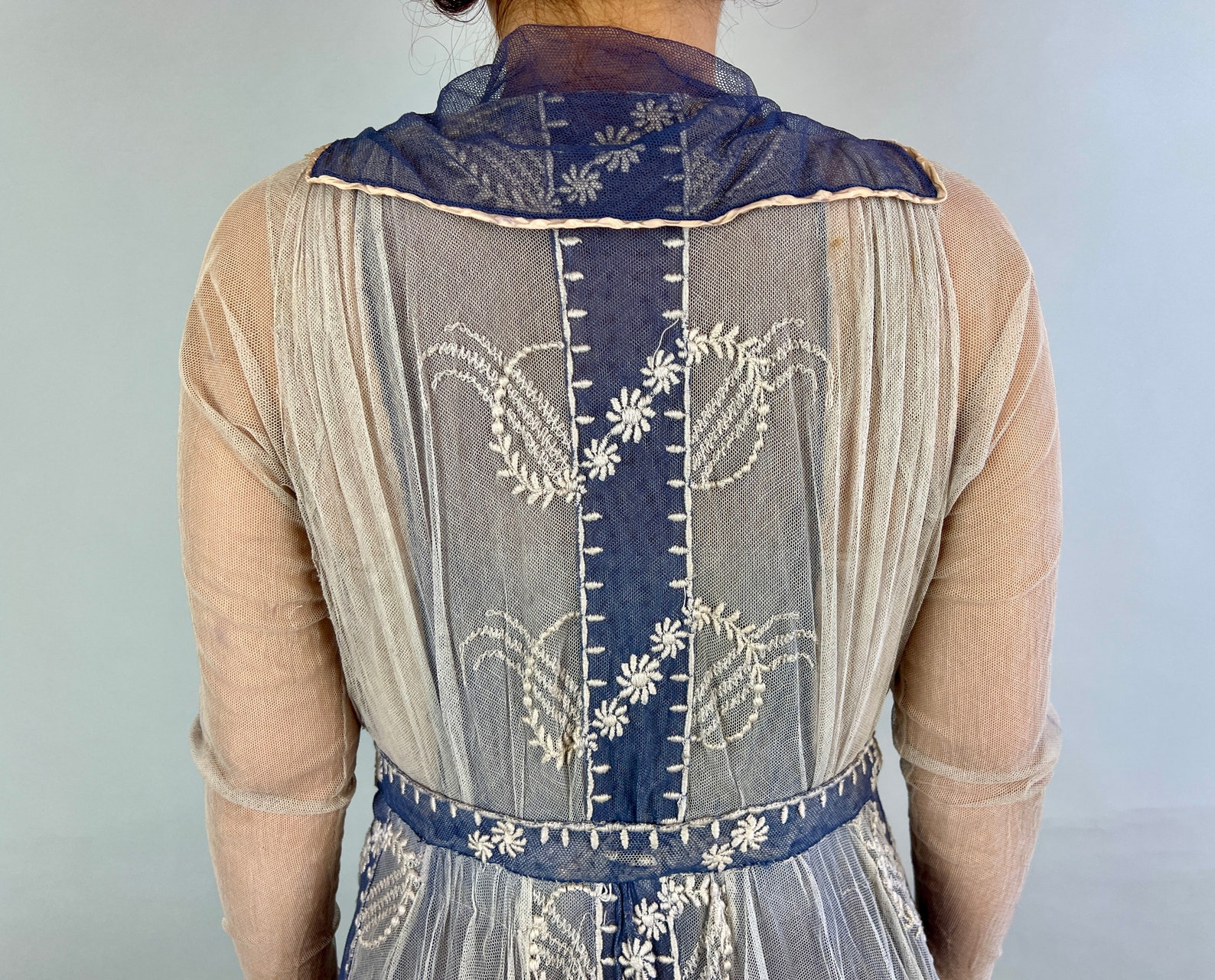 1910s Net of Love Dress | Vintage Teens Antique Edwardian Periwinkle ...