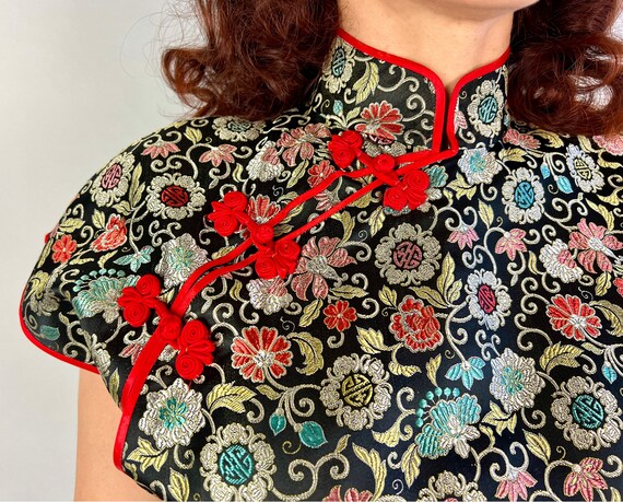 1940s Dark and Light Silk Brocade Cheongsam | Vintage… - Gem