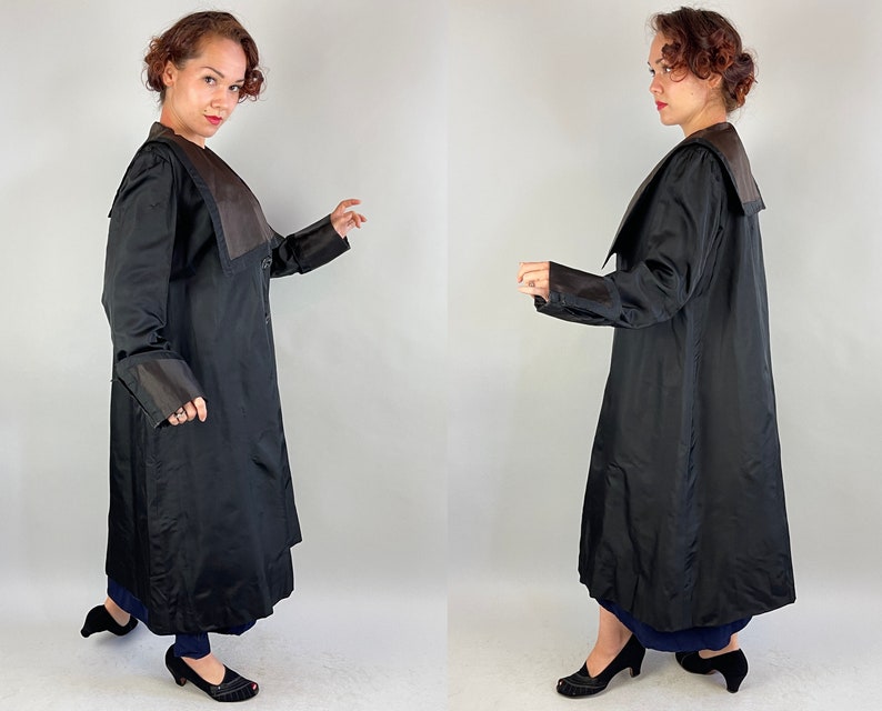 1920s Dark Decadence Duster Coat Vintage 20s Black Silk | Etsy