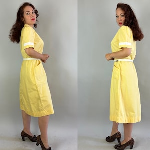 1930s Diner Donna Dress | Vintage 30s Canary Yellow Cotton Shirtwaist ...