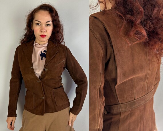 1930s Sporty Starlet Suede Jacket | Vintage 30s Coffe… - Gem