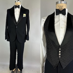 1920s Formal Frank Tuxedo | Vintage 20s Three Piece Black Wool & Silk ...