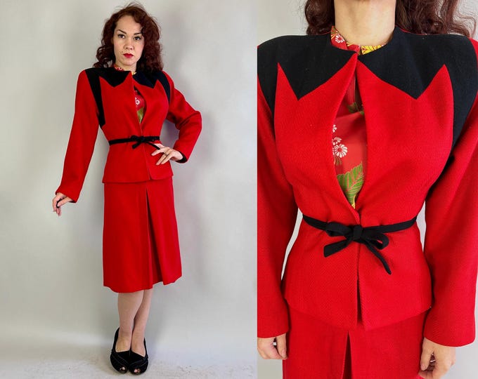 1930s Scintillating Sally Scarlet Suit Vintage 30s Red and Black Color ...